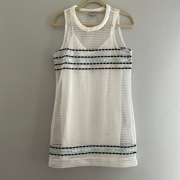 Tobi | Dresses | Tobi White Mesh Dress With Back And Teal Ribbon ...